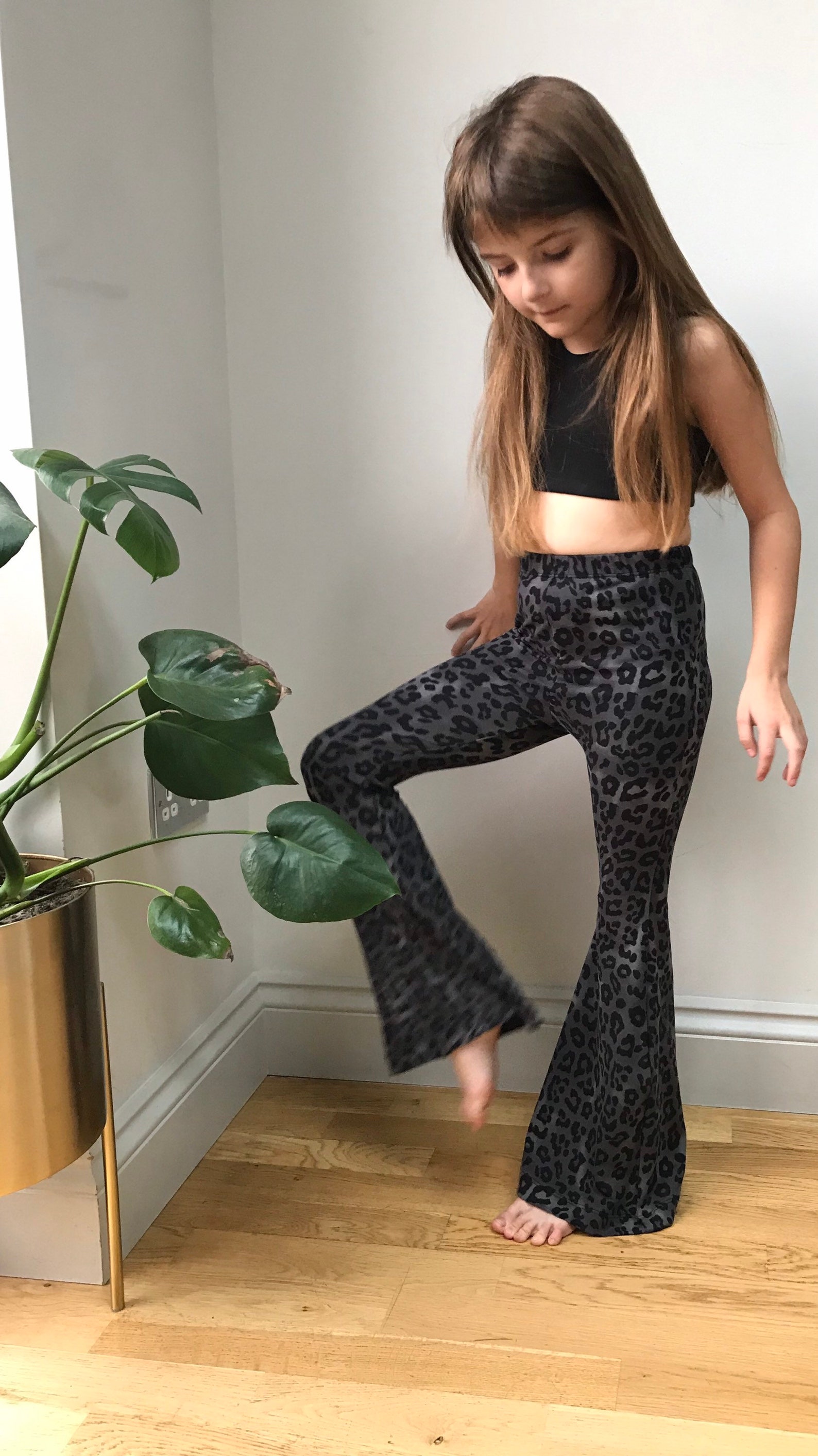 Bell Bottoms / Girls Leopard Print Flare Leggings / Boho Girl | Etsy UK