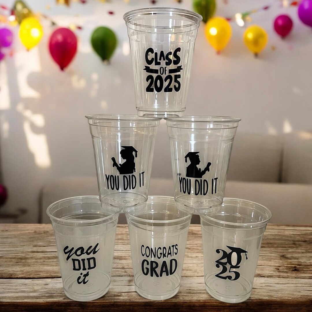 Class of 2025 Graduation Party Cups: Customizable 16oz Disposable Cups ...