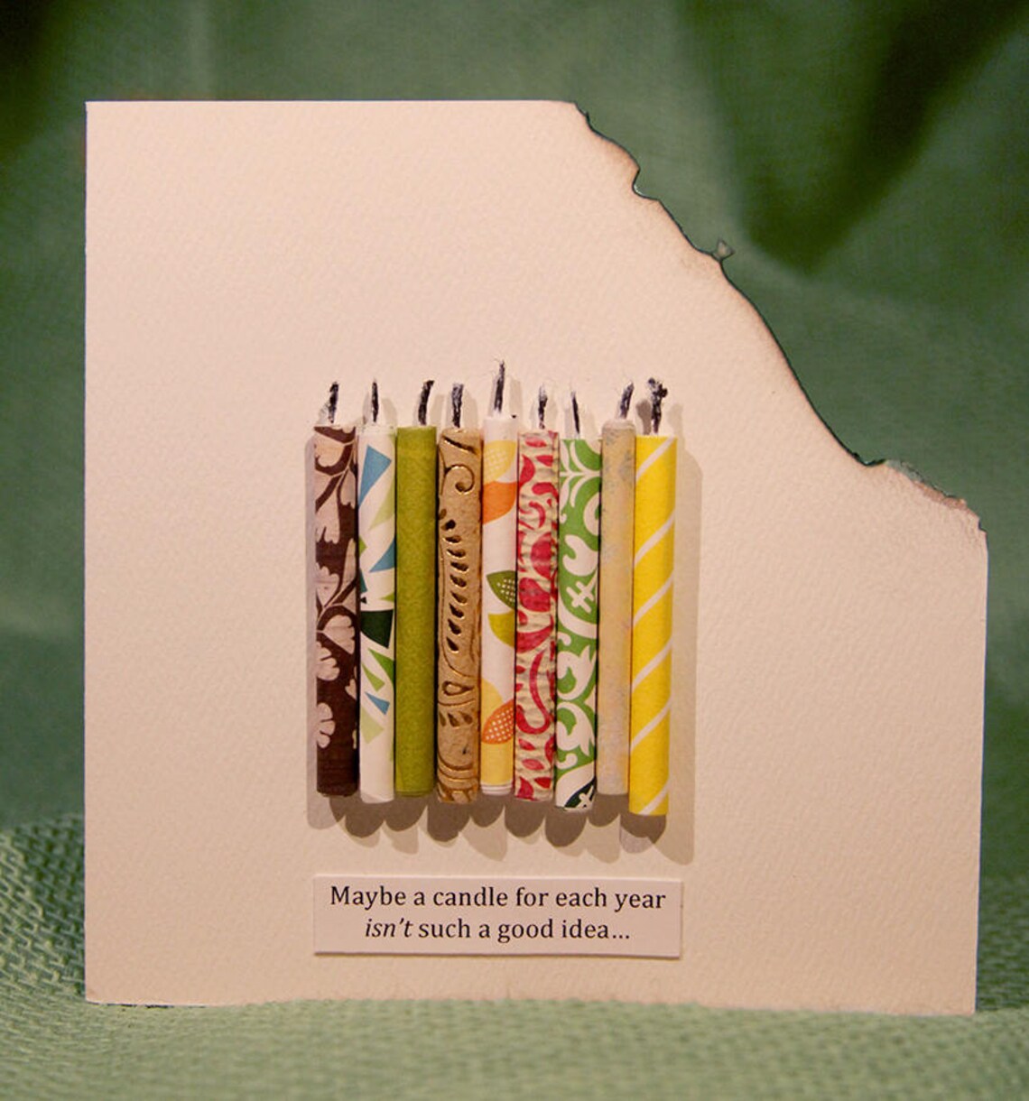 HANDMADE ART CARD, Paper, Candles, Birthday, Funny, Old Age, Unique ...
