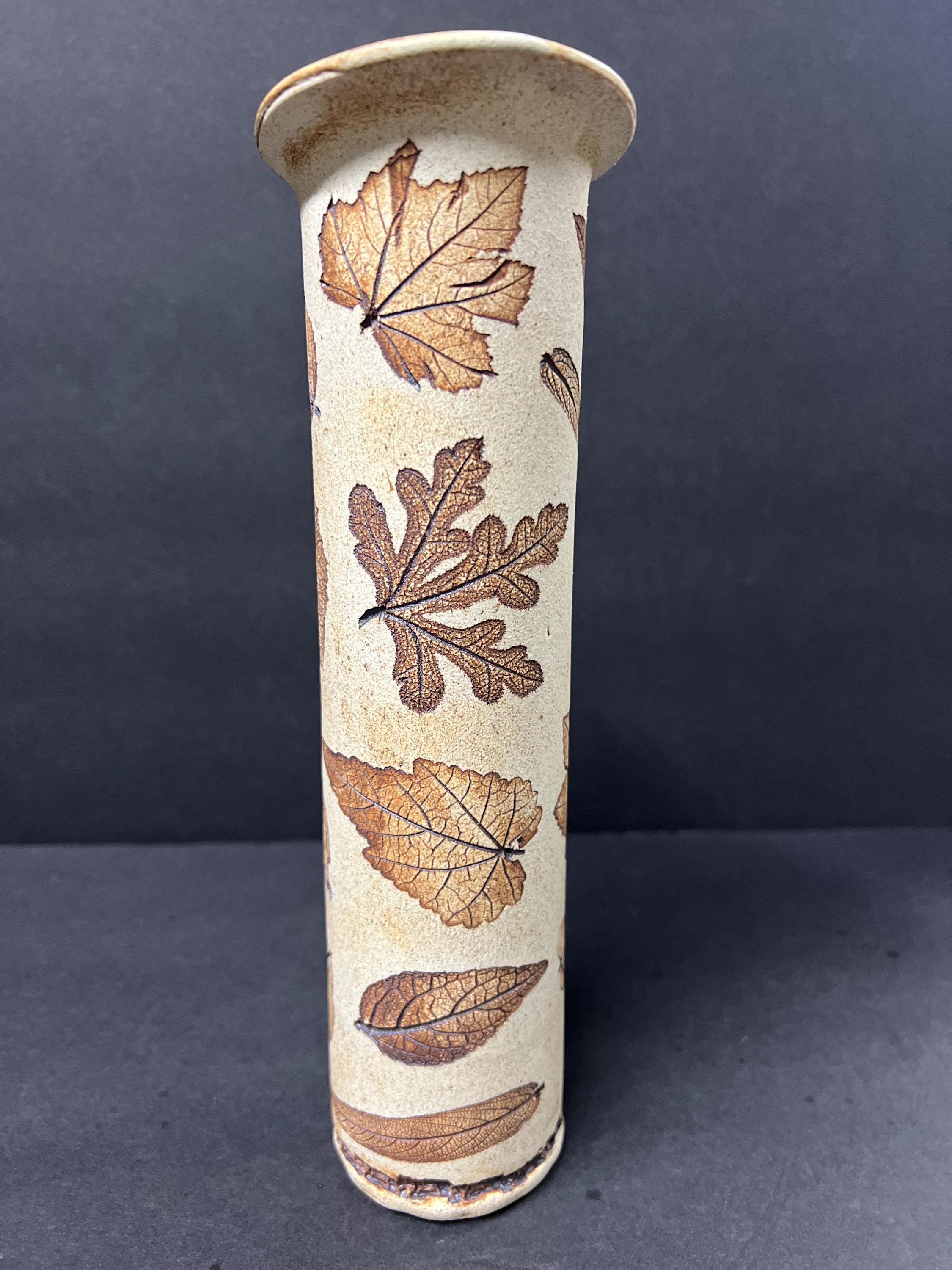 Studio Pottery Botanical Design Leaf Imprint Vase - Etsy