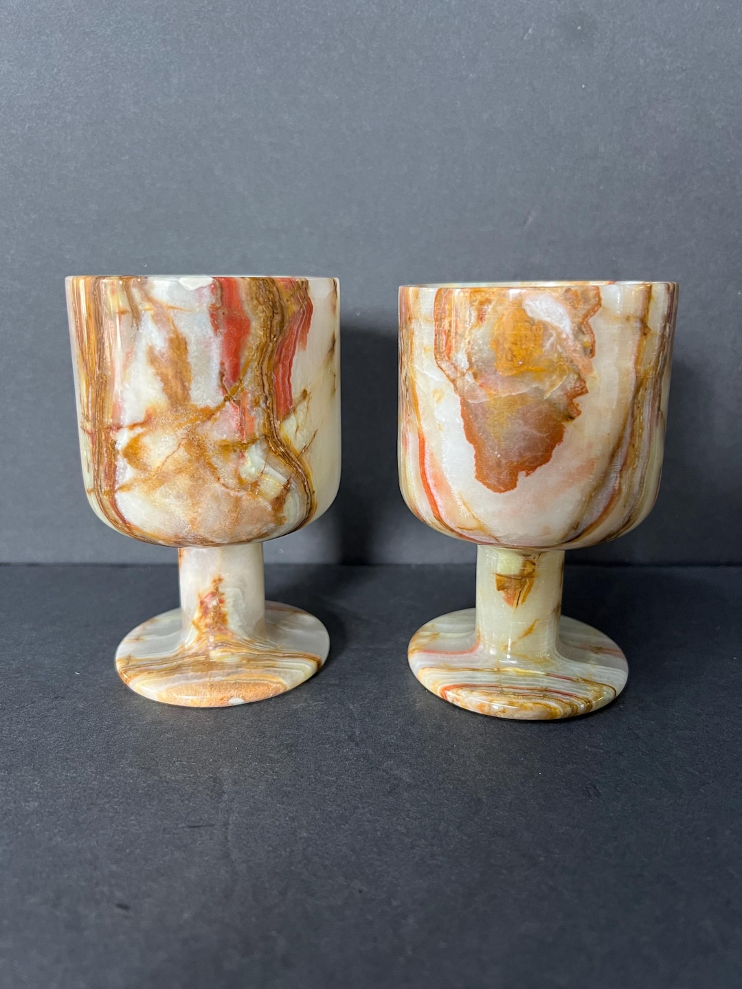 Pair of Onyx Water Goblets, Wine Goblets, - Etsy