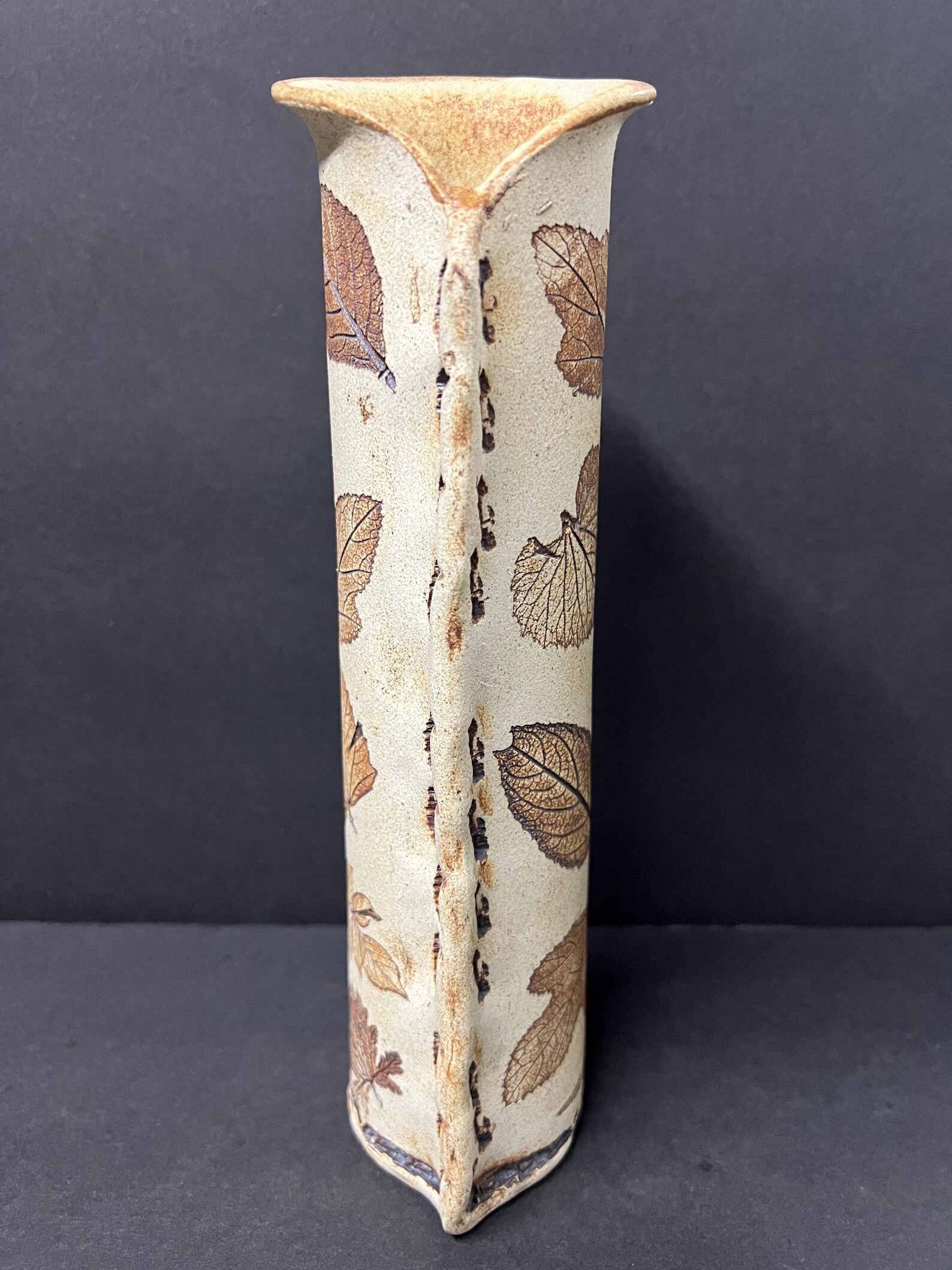 Studio Pottery Botanical Design Leaf Imprint Vase - Etsy