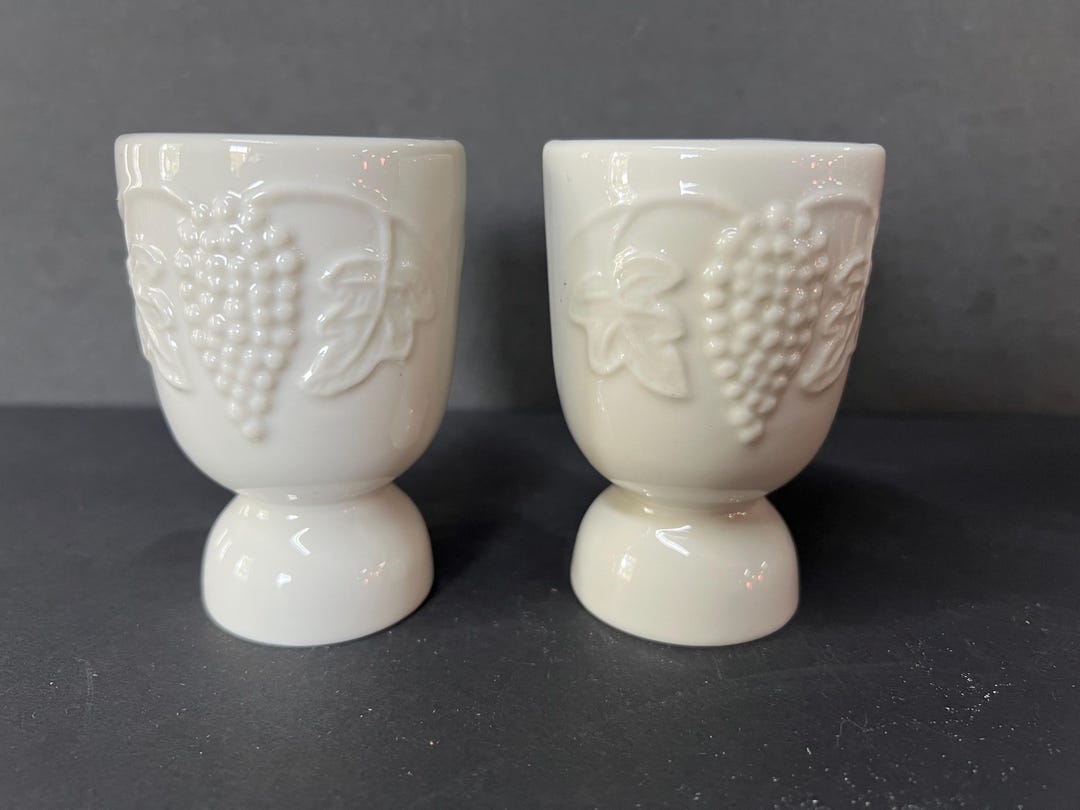 Pair of Red Cliff White Double Grape Egg Cups - Etsy