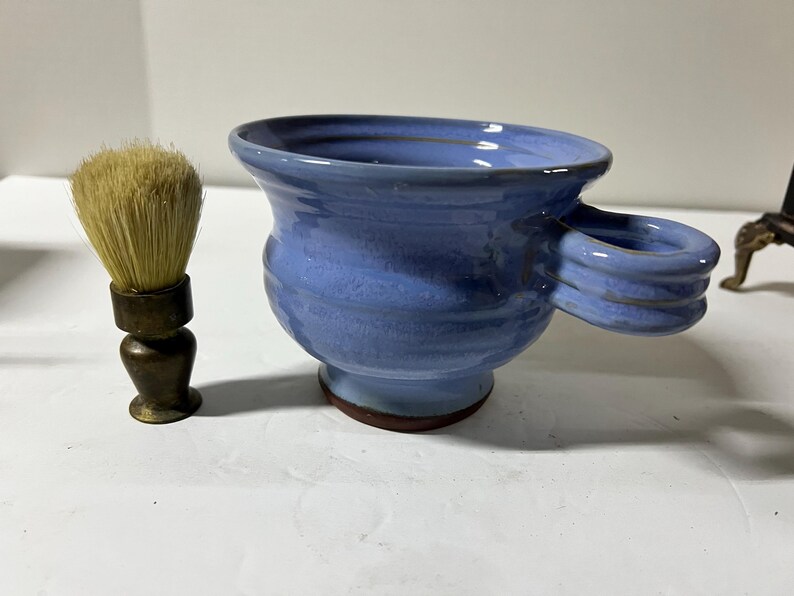 Vintage Brass Shaving Brush & Pottery Shaving Soap Holder - Etsy