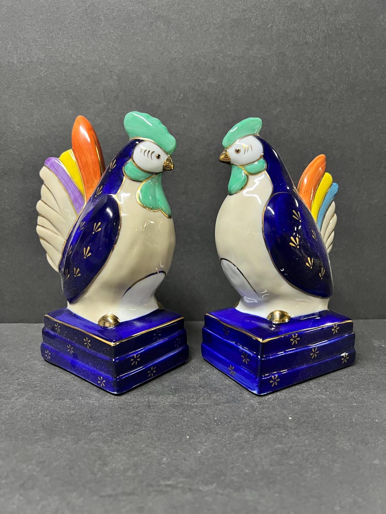 Vintage Takahashi Rooster and Hen Chicken Bookends, Japan - Etsy