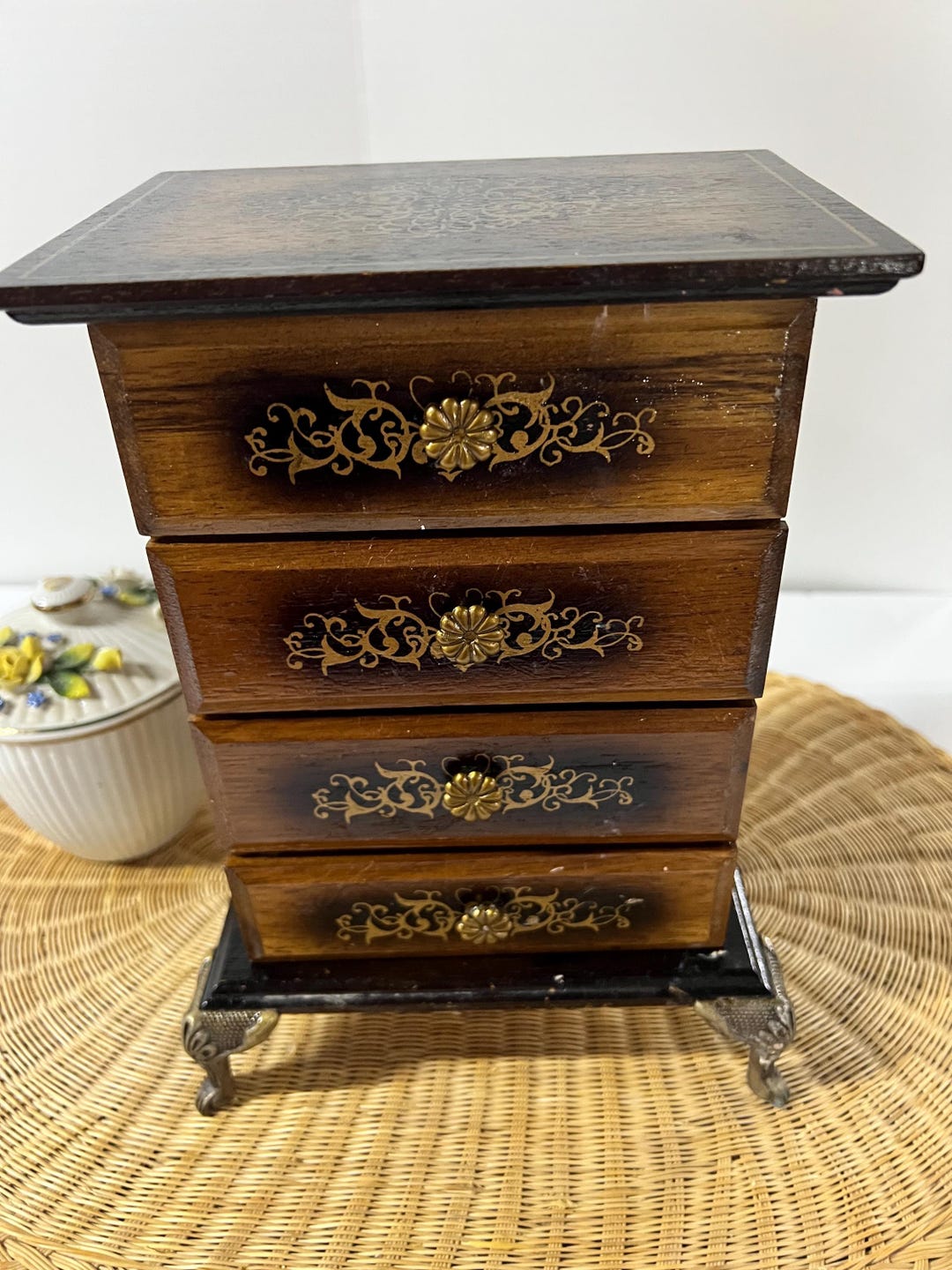 Vintage Wood Musical 4 Drawer Jewelry Cabinet - Etsy