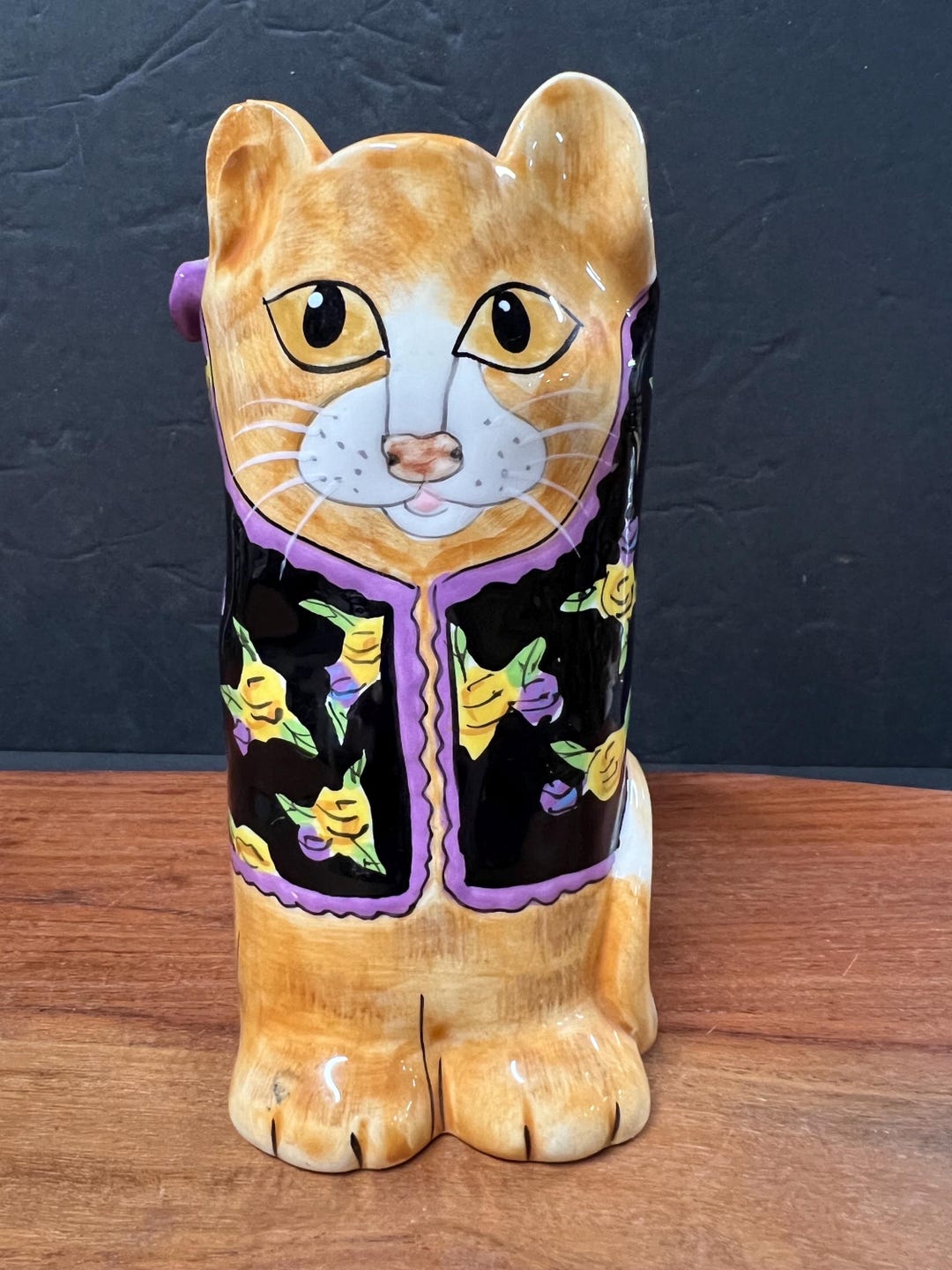 Susan Paley, Ganz Studio, Ceramic Orange Cat Vase "pumpkin" - Etsy