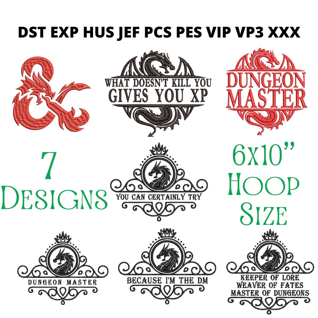 Dungeons and Dragons Dragon Embroidery Designs Bundle, 6x10 Hoop Size ...