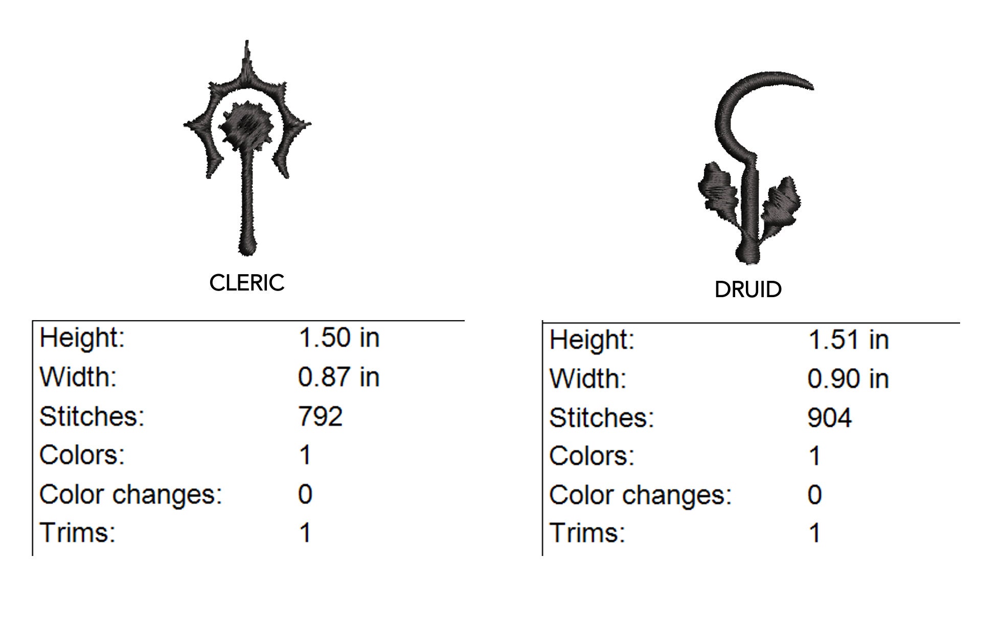 D&D Class Symbols Embroidery File | Separate File for Each Design ...