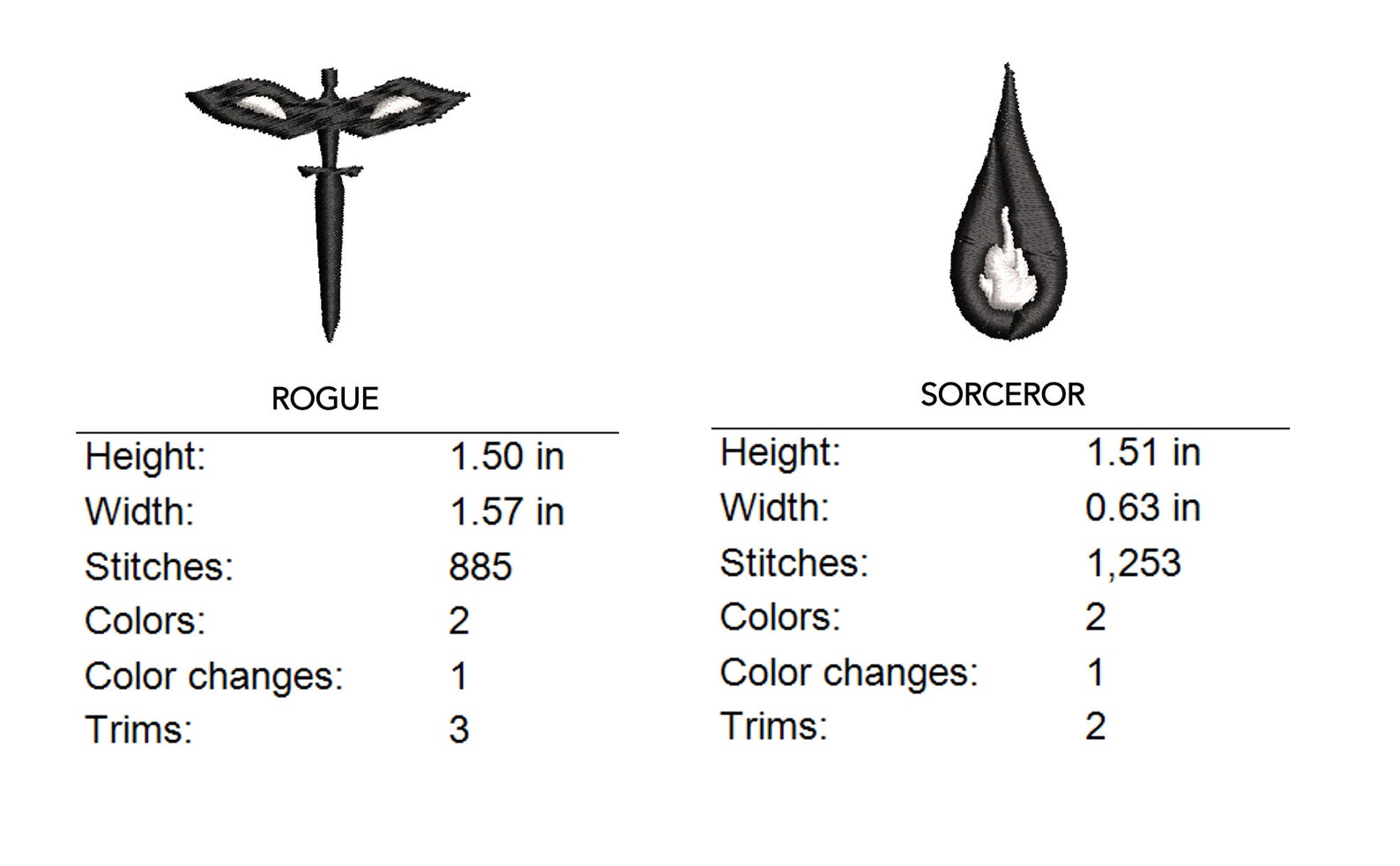 D&D Class Symbols Embroidery File | Separate File for Each Design ...