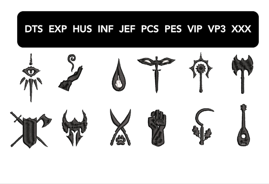 D&D Class Symbols Embroidery File | Separate File for Each Design ...