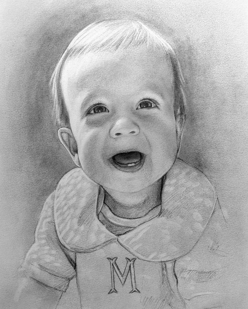 Custom Hand Drawn Portrait Graphite Drawing From Photo - Etsy