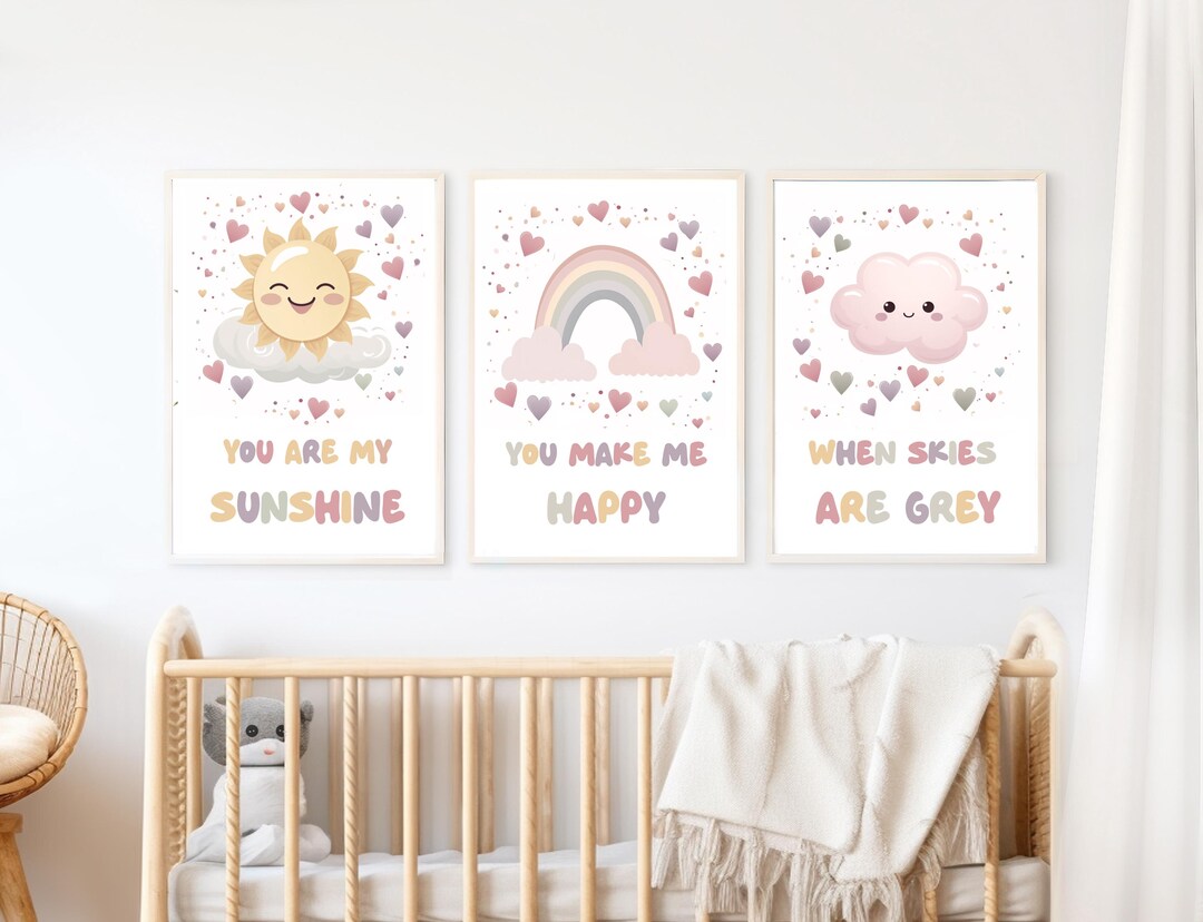 You Are My Sunshine Baby Room Decor/nursery Wall Art/set of 3 Prints ...