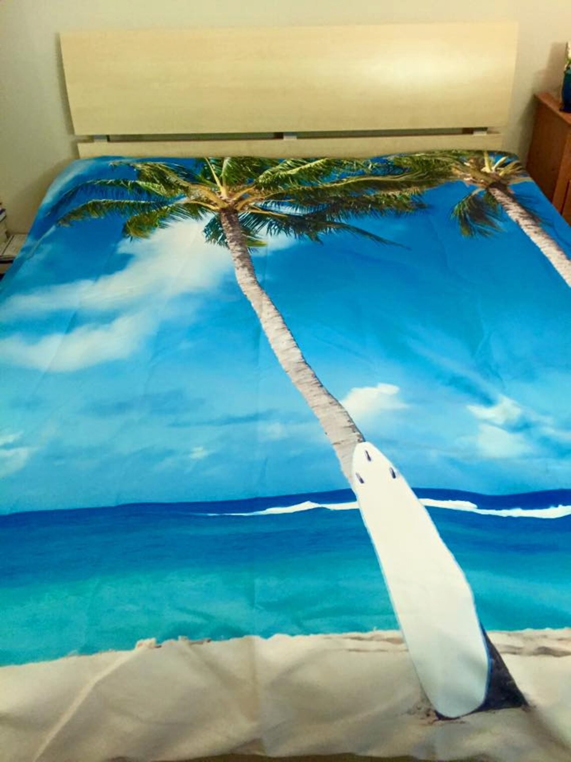 Palm Duvet Cover With Palm Tree and Surfboard in Hawaii Water | Etsy