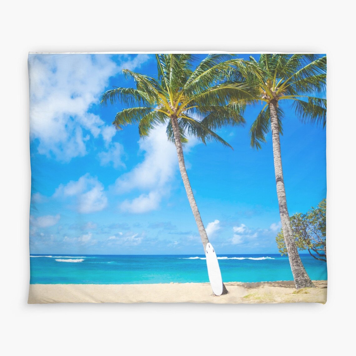 Palm Duvet Cover With Palm Tree and Surfboard in Hawaii Water | Etsy