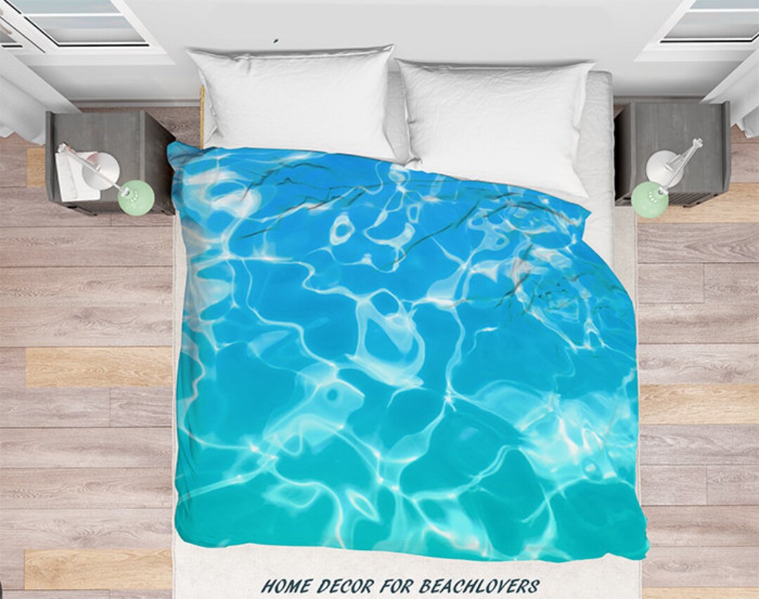 Water Duvet Cover With Blue Teal Aqua, Water Bedding, Ocean Duvet Cover ...