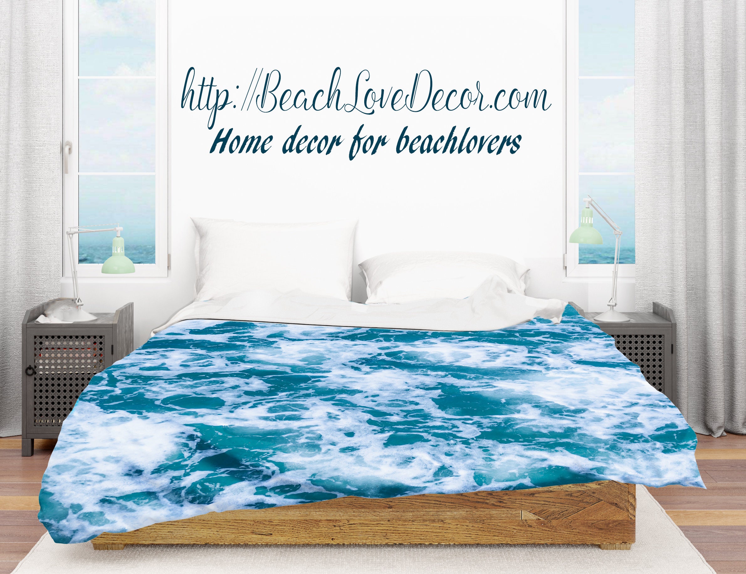 Ocean Waves Duvet Cover Water Bedding Aqua Sea Water Bedroom - Etsy