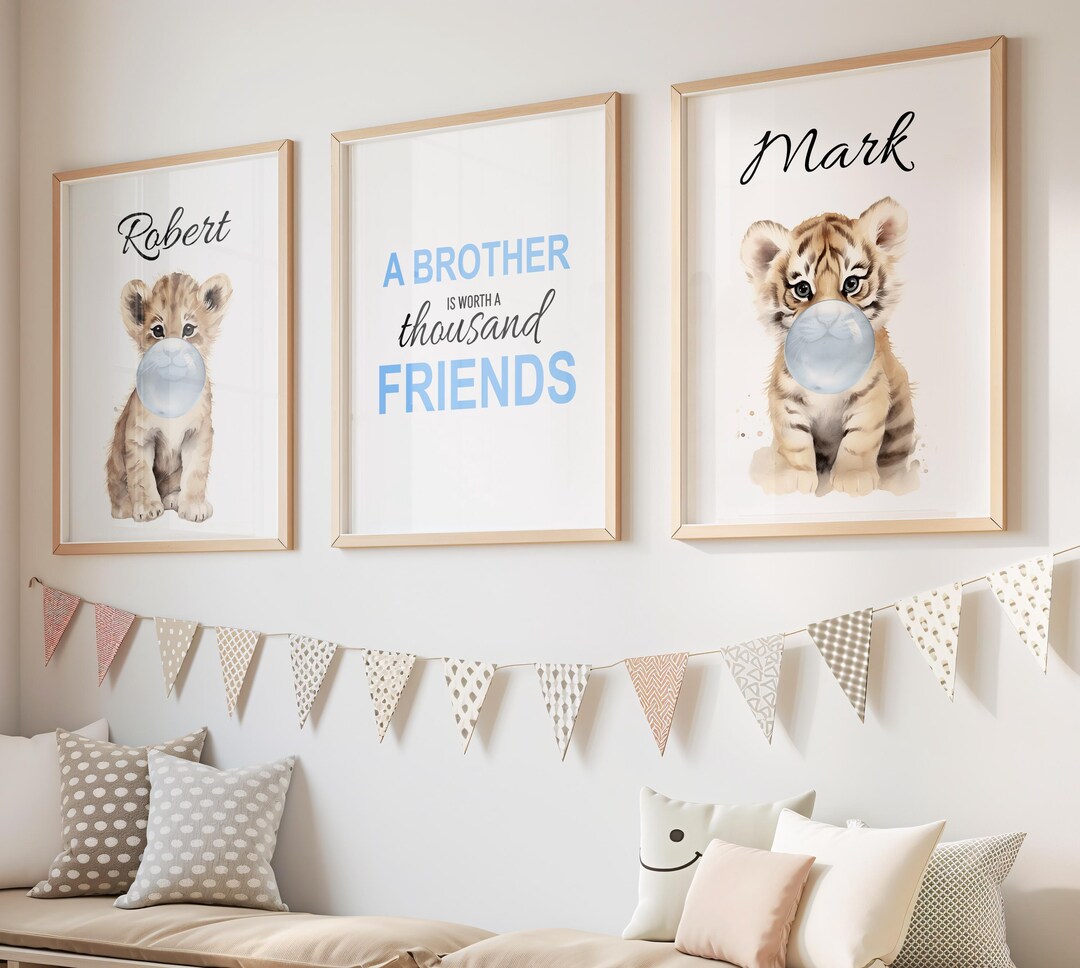 Safari Brothers Room Decor/boy Nursery Decor/gift for Brothers ...