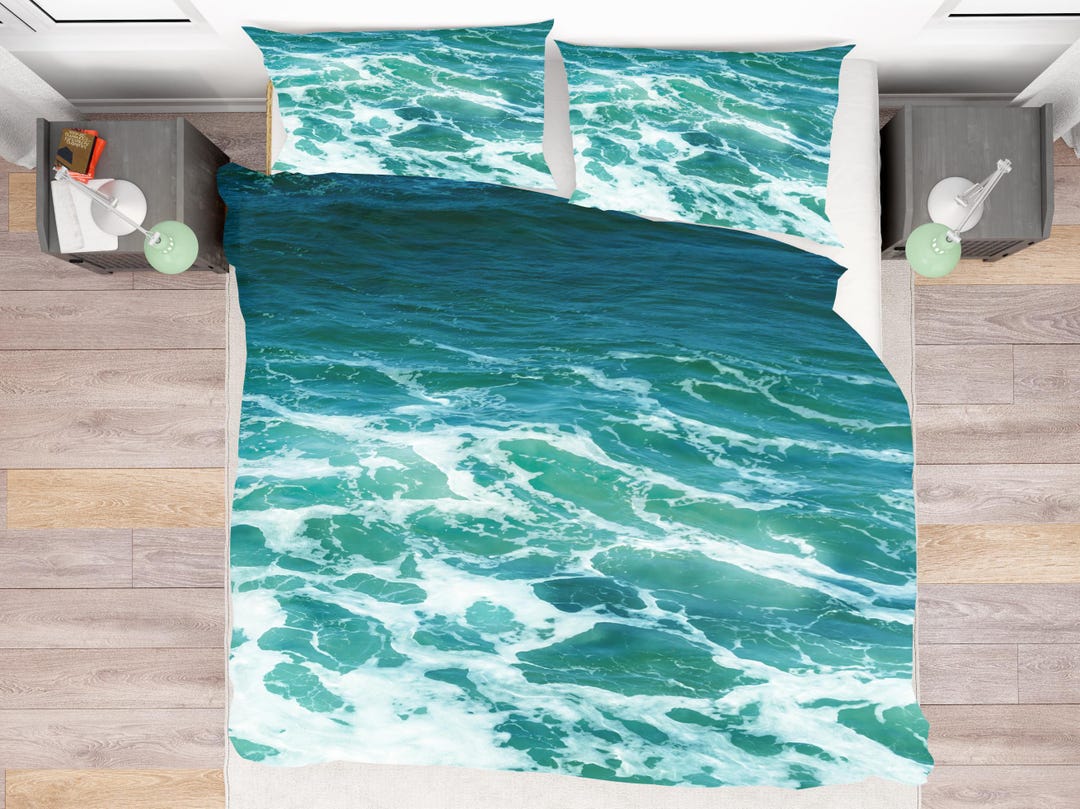Turquoise Ocean Bedding Set, Sea Duvet Cover, Ocean Comforter, Ocean ...