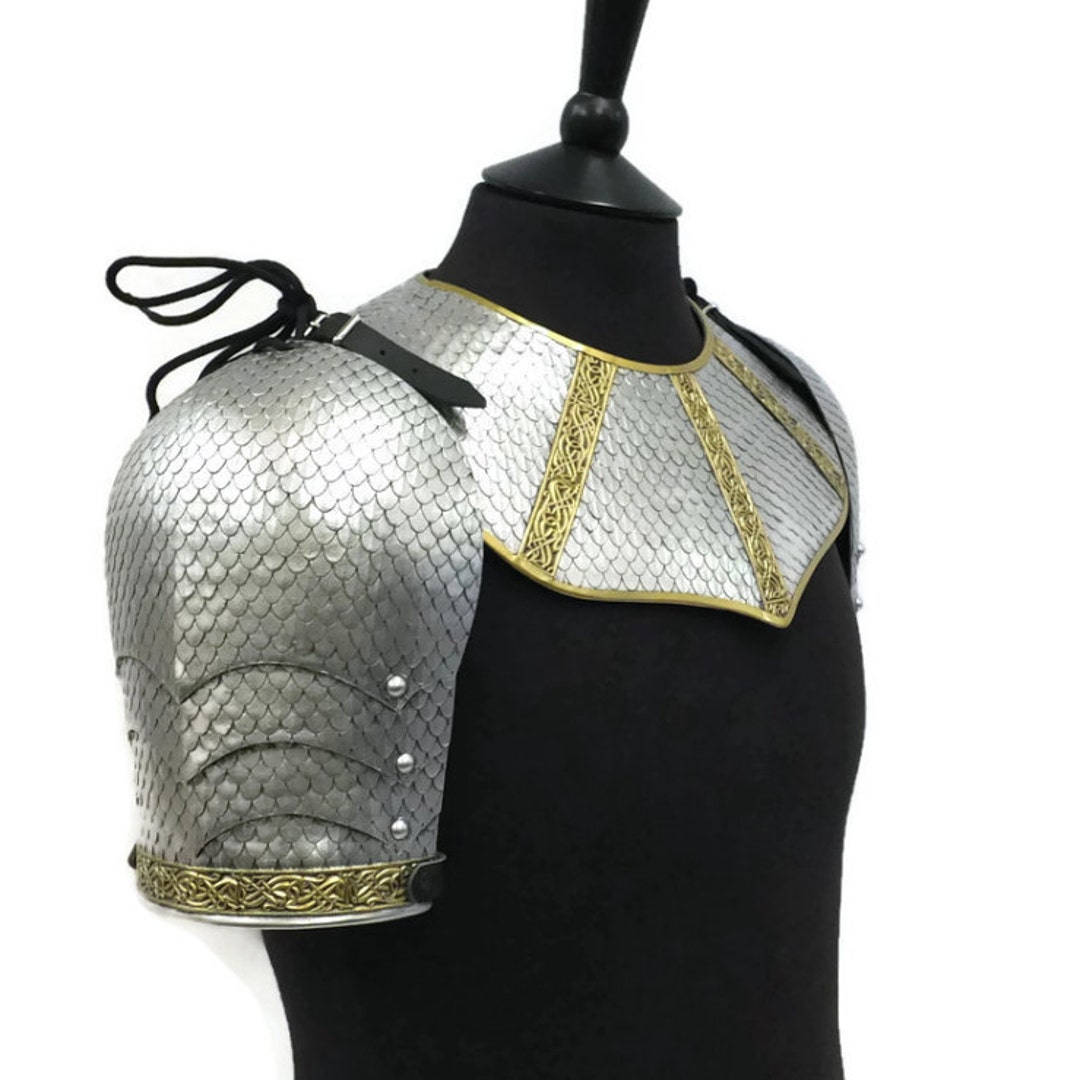 Larp Armour, Fantasy Wyrmwick Scaled Gorget Set, Pauldrons, Gorget ...