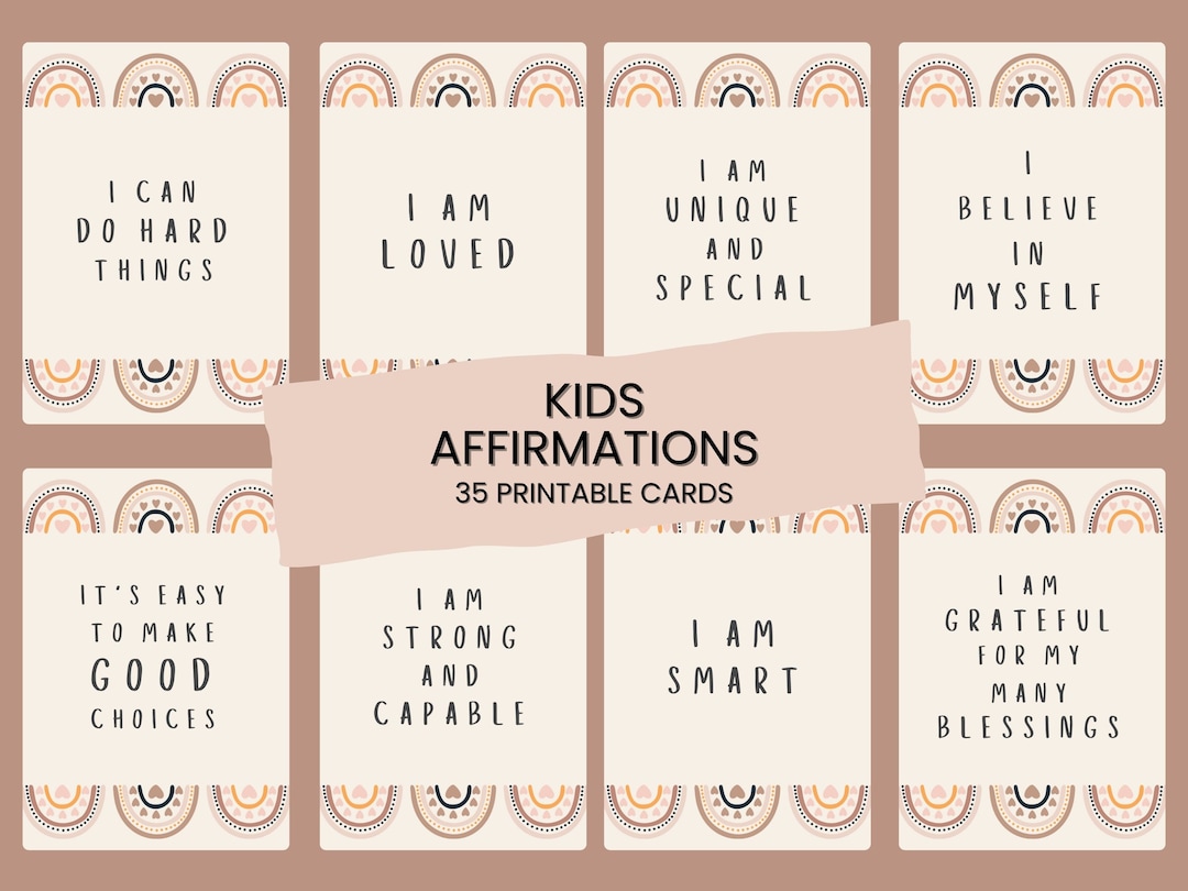 35 Kids Bohemian Affirmation Cards, Self Love, Lunchbox Notes ...