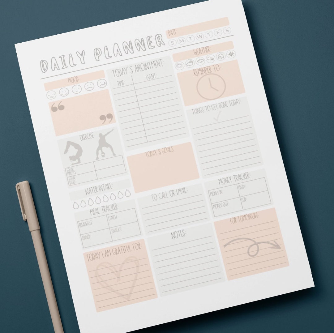 Daily Planner Printable, Color Me Pages Planner, Pastel Planner Pages ...