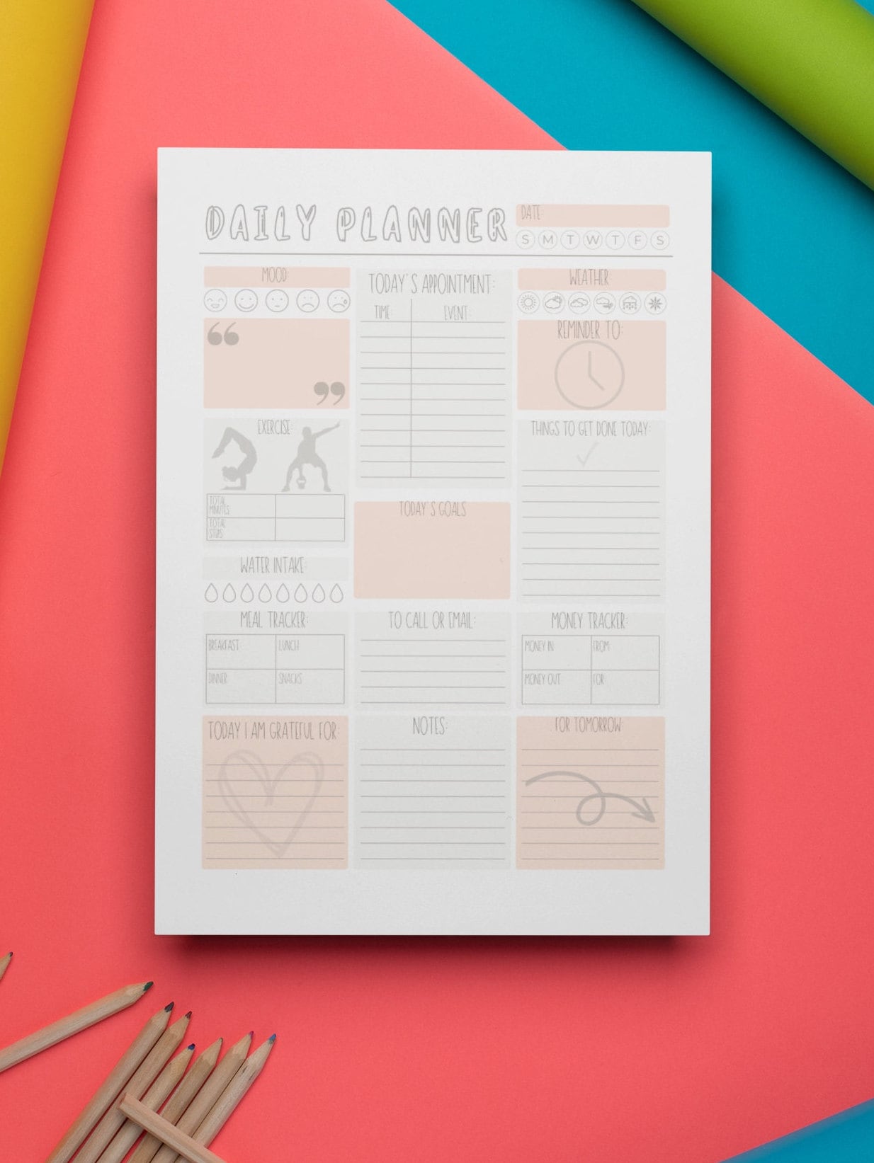 Daily Planner Printable, Color Me Pages Planner, Pastel Planner Pages ...