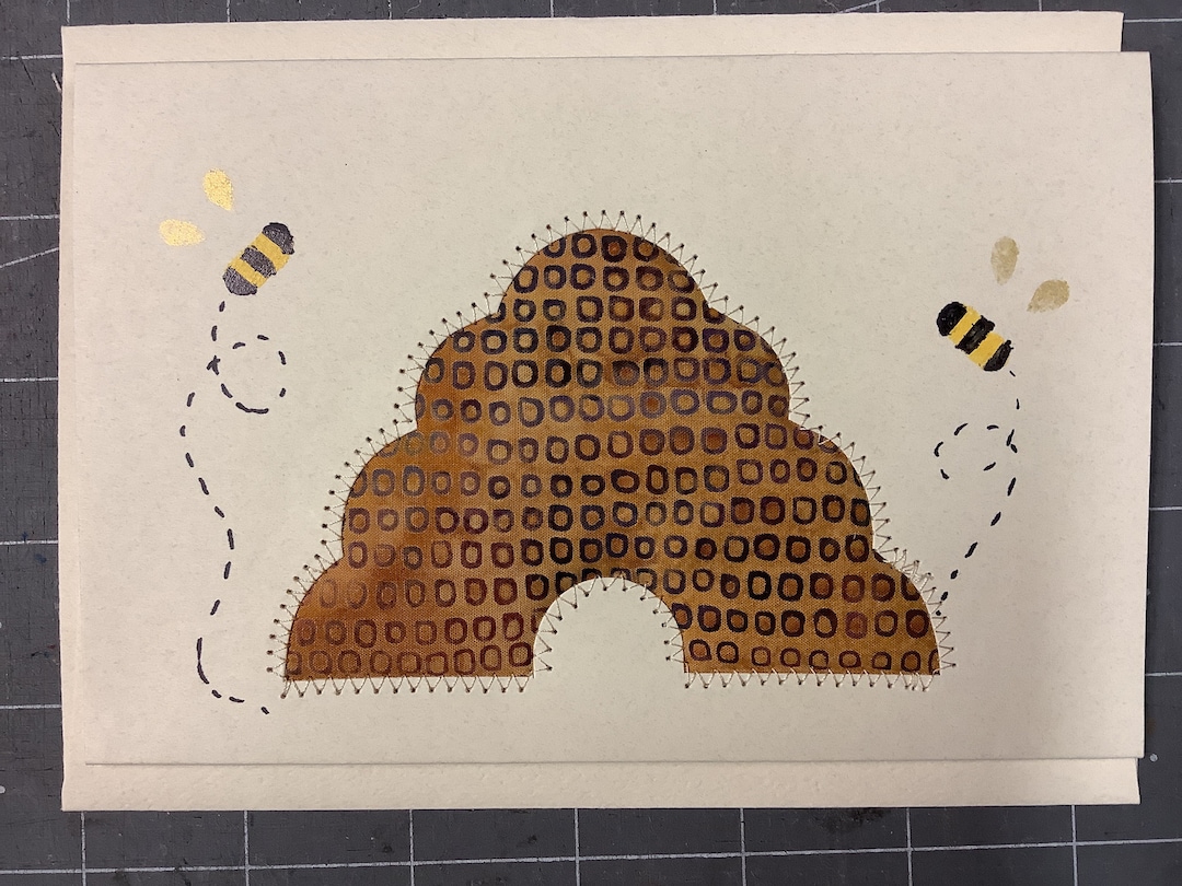 BEST Bee Beehive Honey Blank Note Card Greeting Card Handmade Quilted ...
