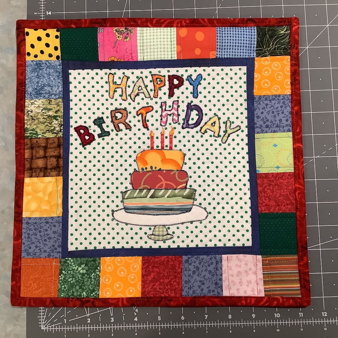 793 BEST Happy Birthday Quilted Wall Hanging Homemade Cake Candles ...