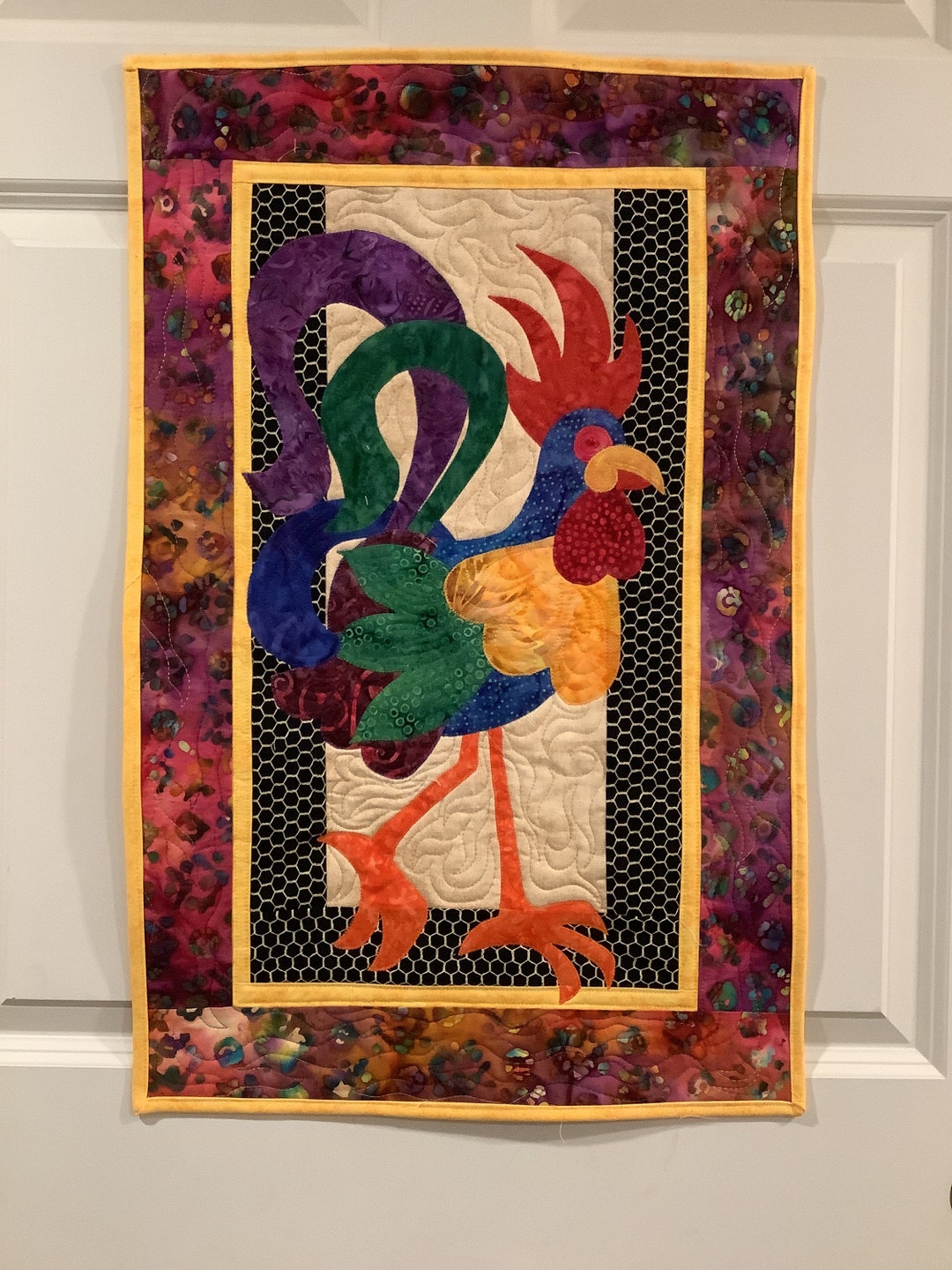 1025 BEST Rooster Quilted Wall Hanging Homemade Large 27.75 Inches Tall ...