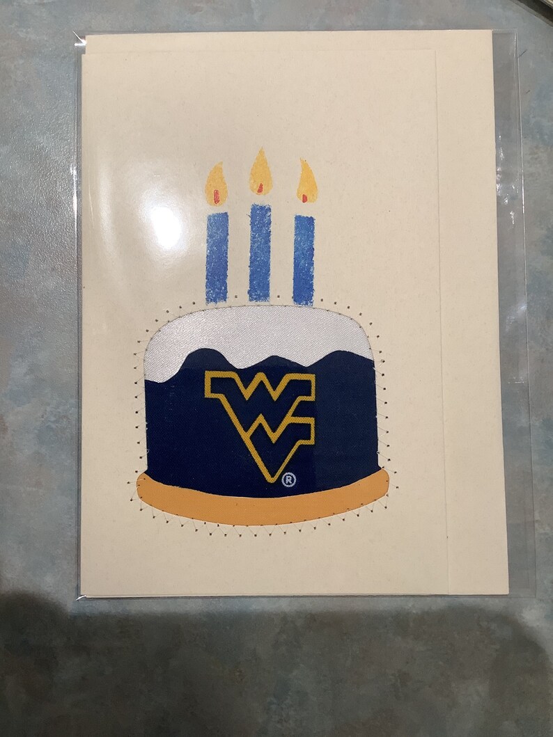 BEST WVU Birthday Cake Card Homemade Greeting Card West - Etsy