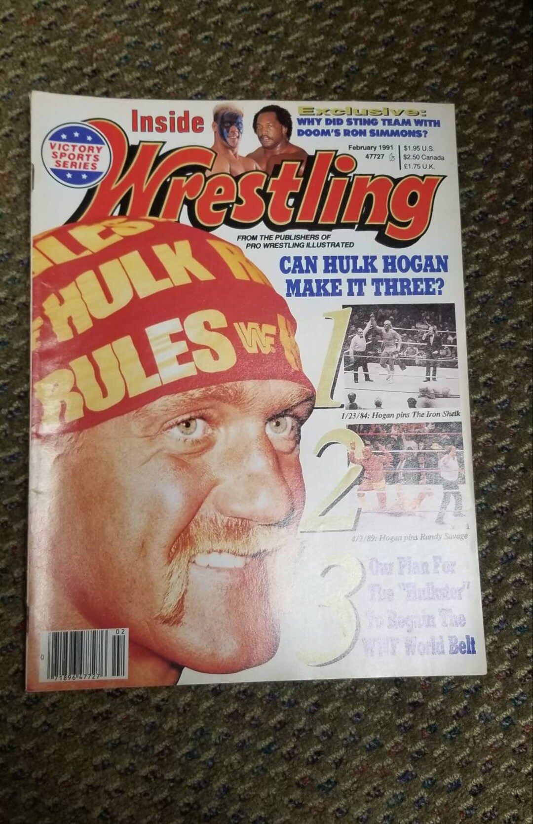 Victory Sports Series Inside Wrestling Magazine February 1991 Hulk ...