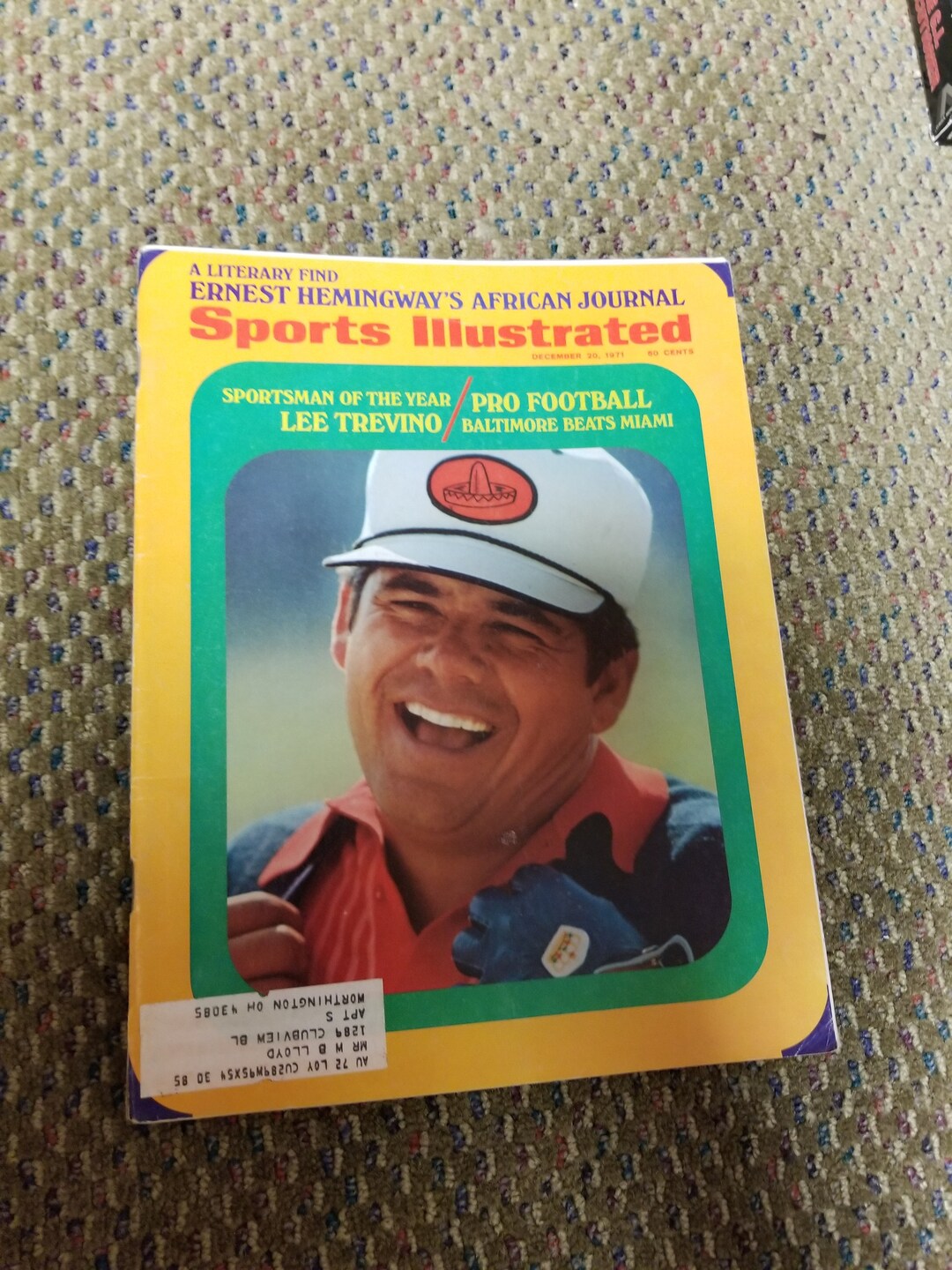 Sports Illustrated December 20 1971 Lee Trevino Cover - Etsy