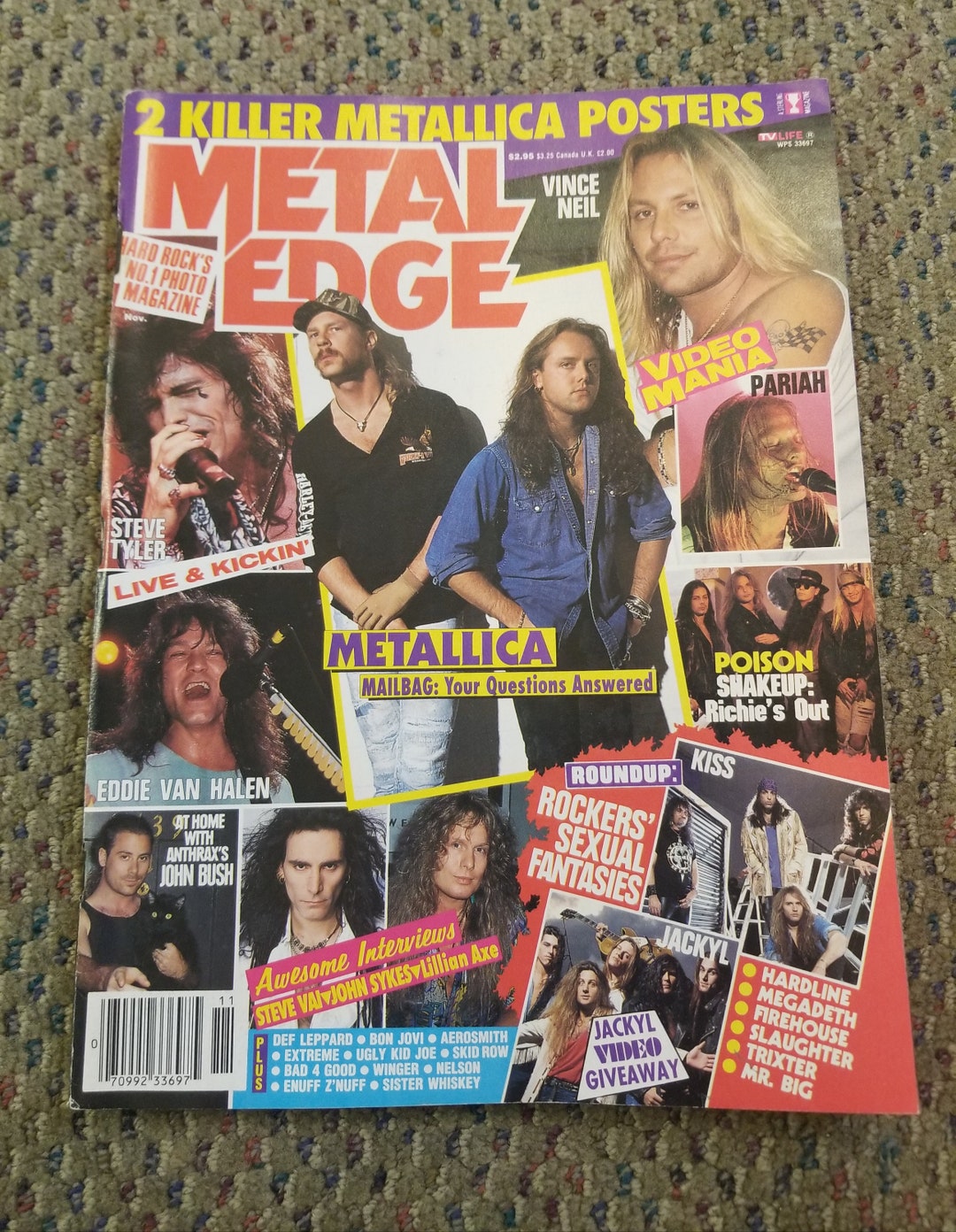 Metal Edge Magazine November 1993 Metallica Aerosmith Van Halen Cover ...