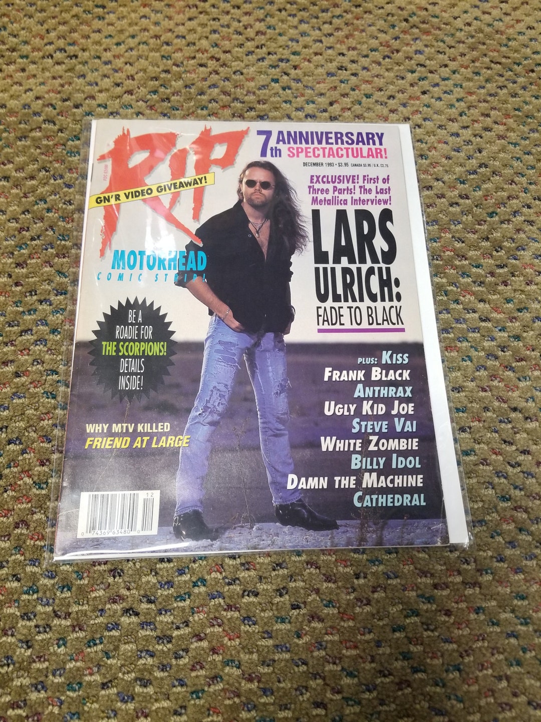 RIP Magazine December 1993 7th Anniversary Metallica Cover Kiss ...