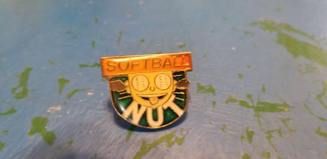 Vintage Softball Nut Enamel Pin - Etsy