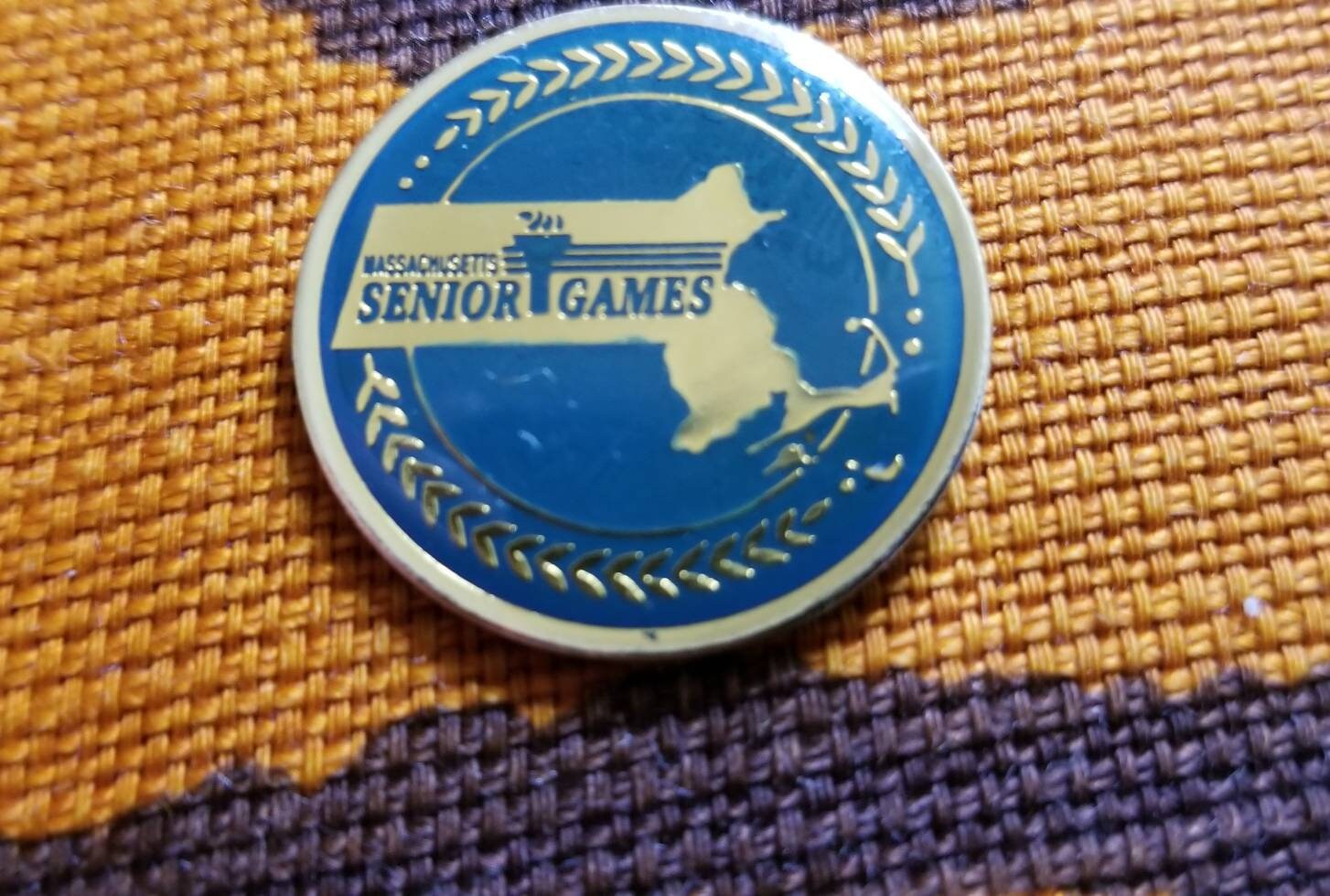 Vintage Massachusetts Senior Games Enamel Lapel Pin - Etsy