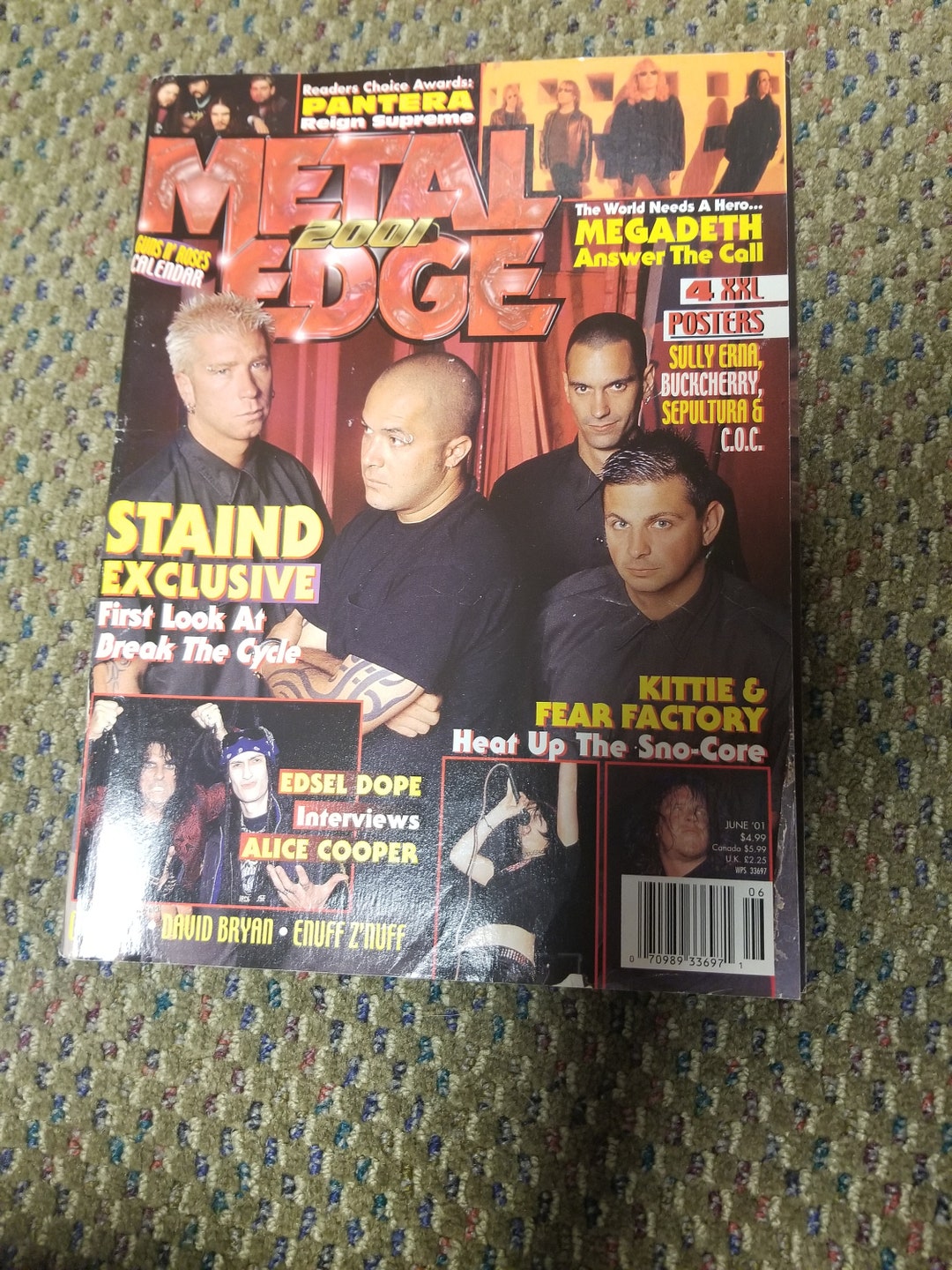 Metal Edge Magazine June 2001 Staind Kittie Fear Factory - Etsy