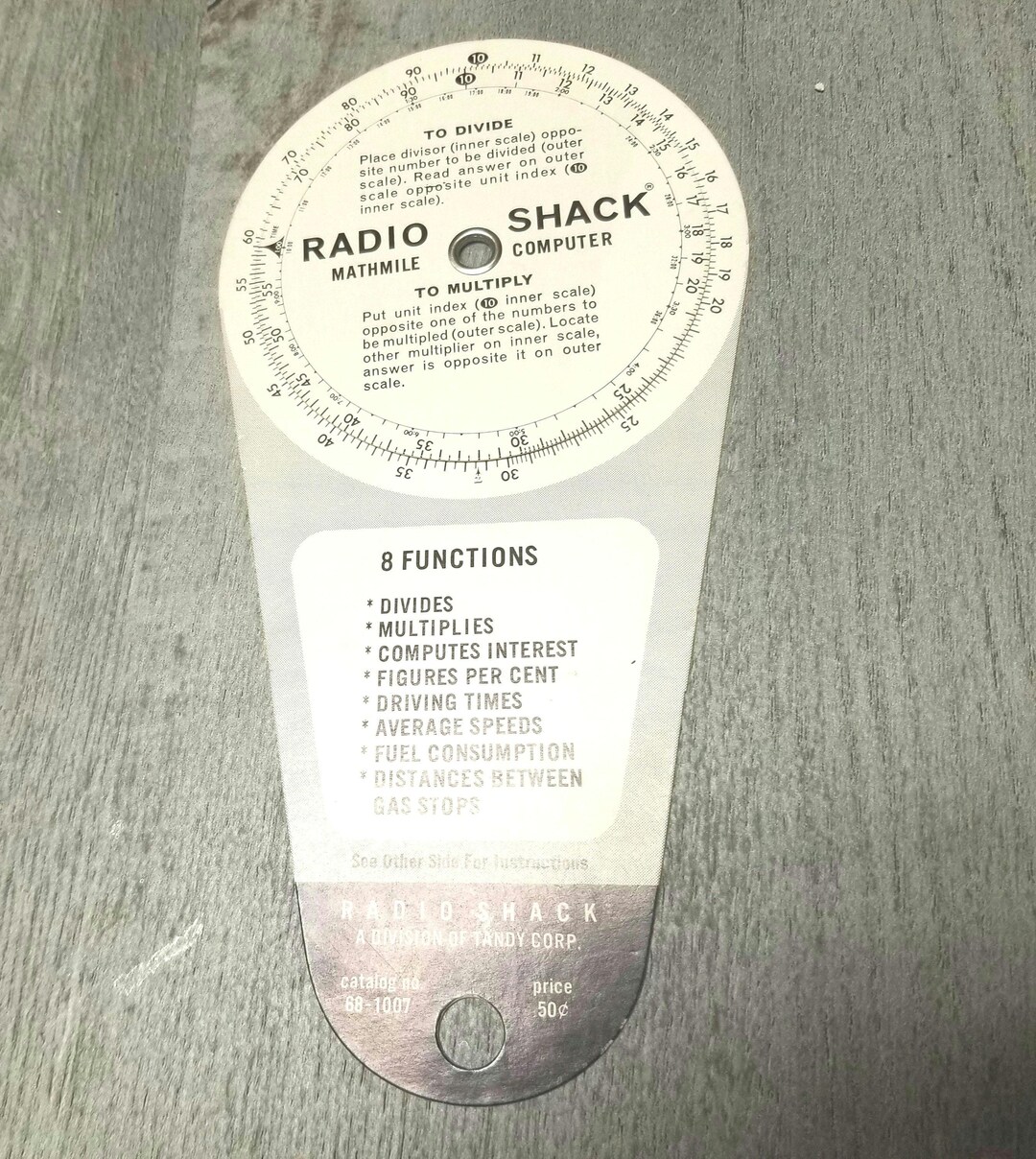 1968 RADIO SHACK MATHMILE Computer Vintage Slide Rule Wheel Tandy Corp ...