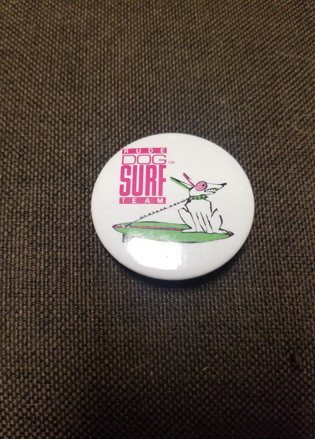 Vintage Rude Dog Surf Team Pinback Button - Etsy