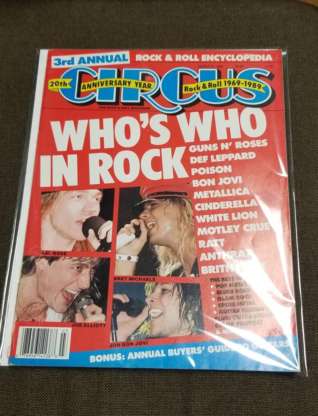 Circus Magazine March 31st 1989 Axl Rose Bret Michaels Cover - Etsy