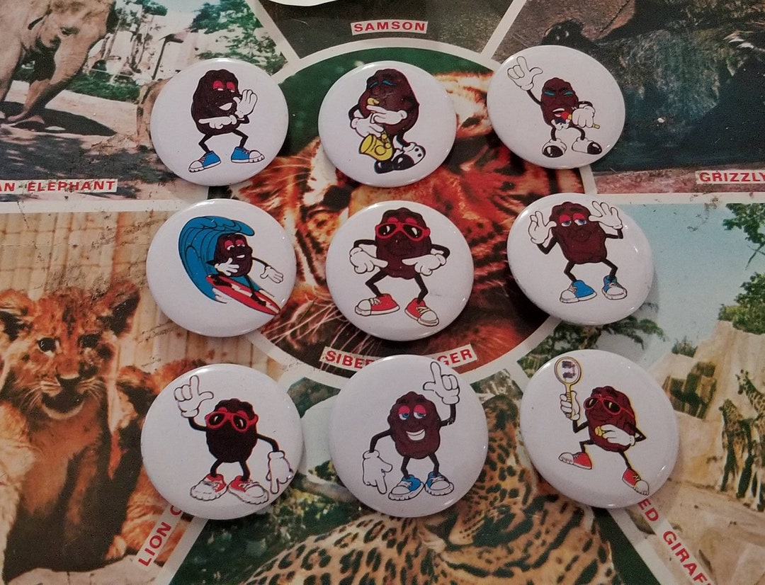 Buy Vintage California Raisins Pinback Buttons Lot 2 9 Pieces Online in ...