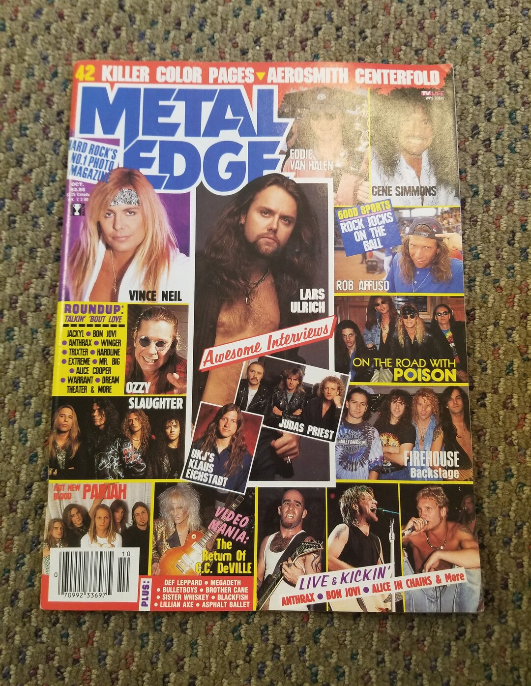 Metal Edge Magazine October 1993 Vince Neil Lars Ulrich Poison Ozzy ...