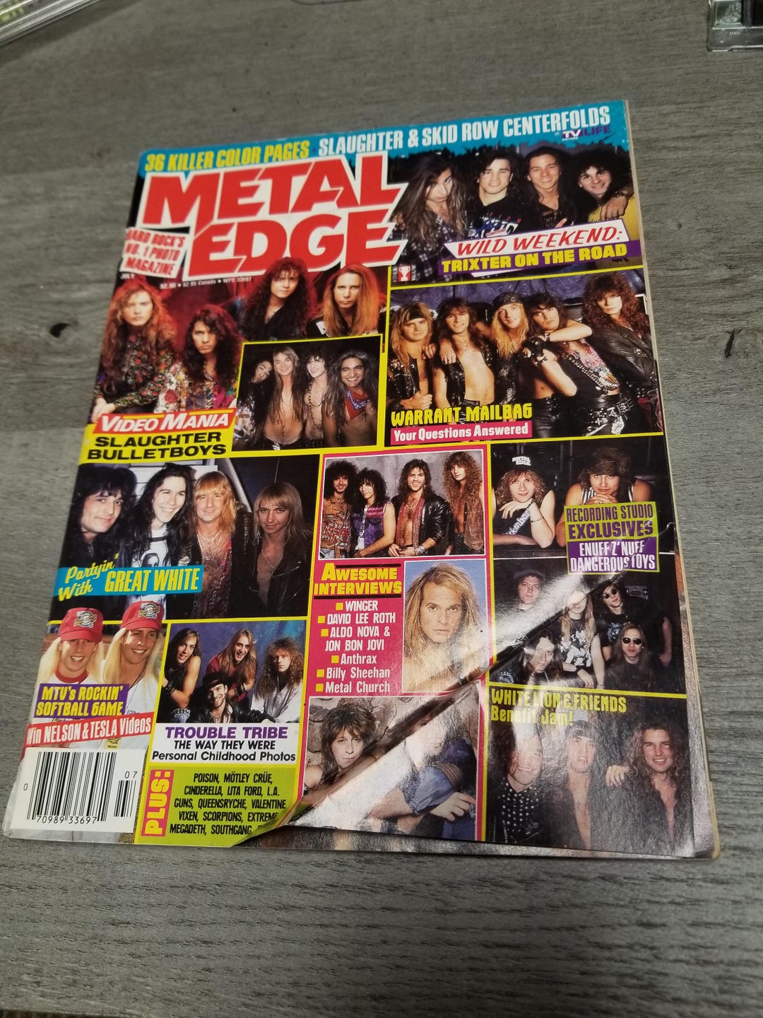 Metal Edge Magazine January 1991 Kiss Slaughter Danger Danger Poison ...