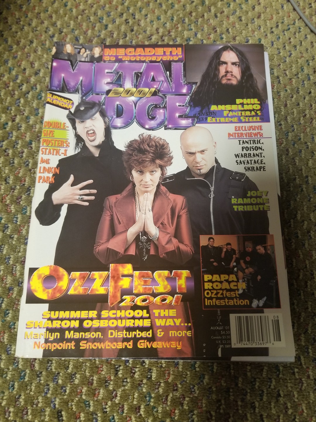 Metal Edge Issue August 2001 Ozzfest 2001 Cover Marilyn Manson - Etsy