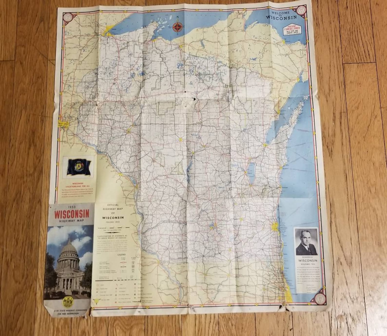 Vintage 1953 Wisconsin Highway Map - Etsy España
