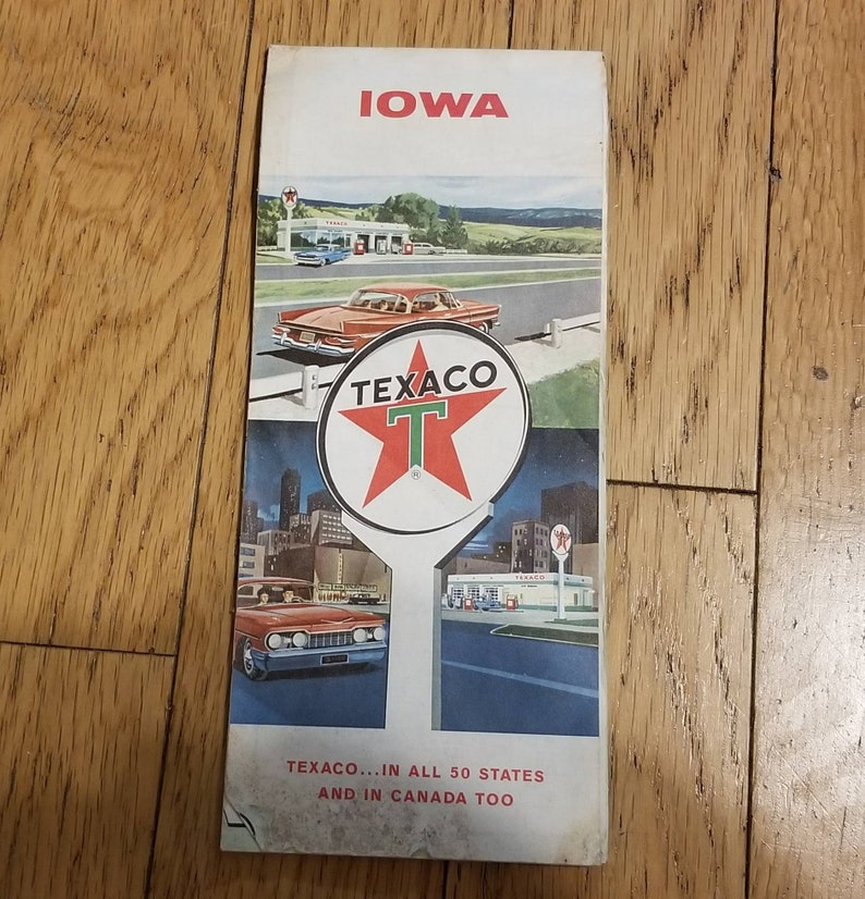 1960 Iowa Texaco Road Map - Etsy