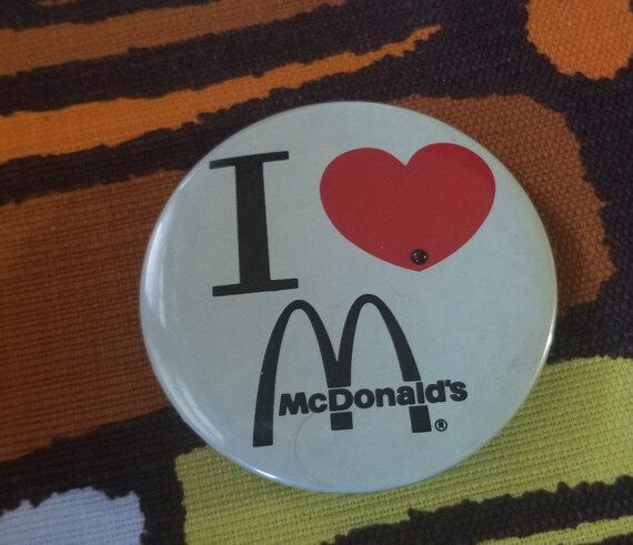 Vintage I Love McDonalds Light Up Pinback Button - Gem