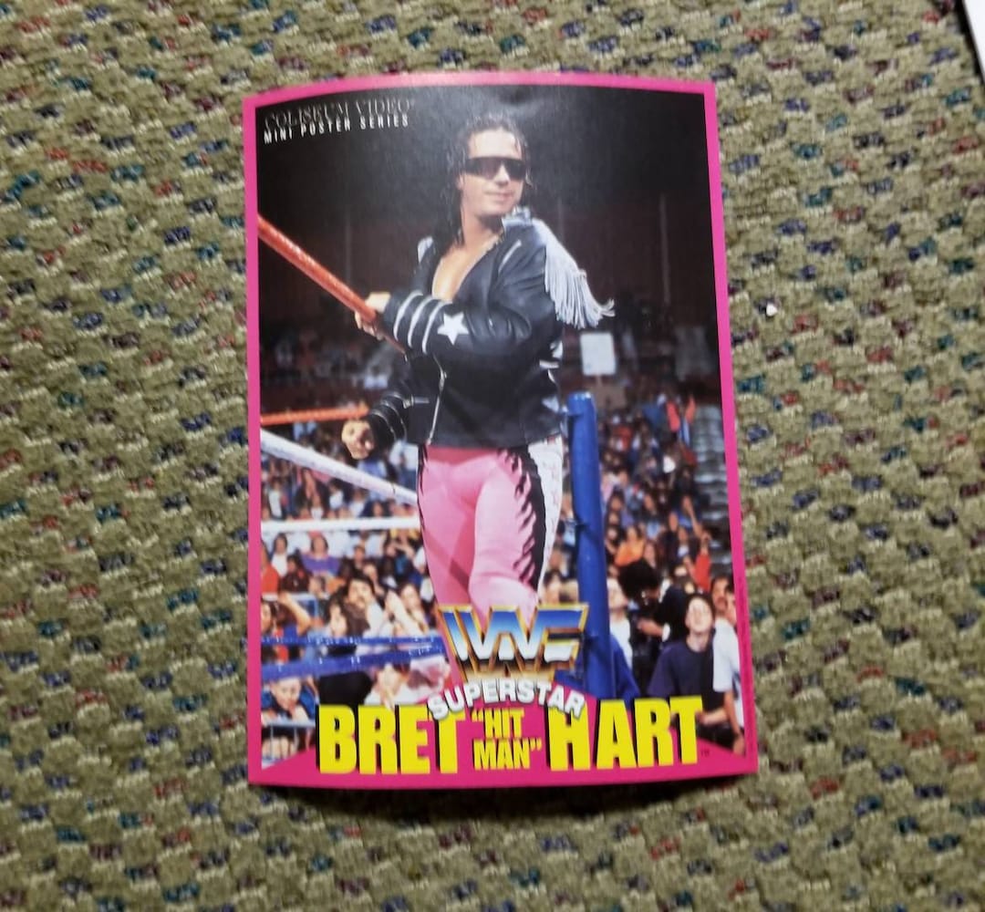Vintage WWF 1994 Coliseum Video Wrestling Mini Poster Bret Hart Wwe Wcw ...