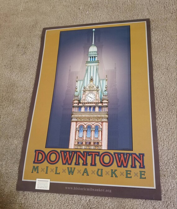 Vintage Downtown Milwaukee Poster - Etsy
